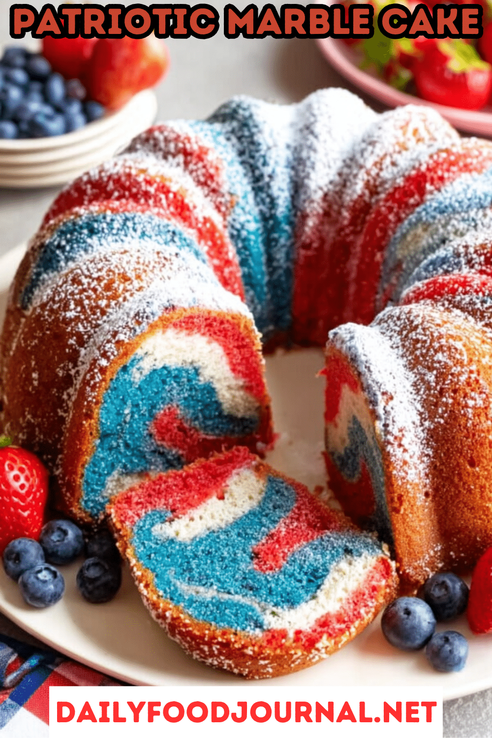 Red, White, and Blue Marble Cake - dailyfoodjournal